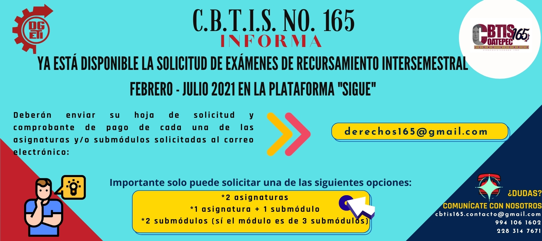 Solicitud De Examen De Recursamiento Intersemestral Febrero Julio 2021 Cbtis 165